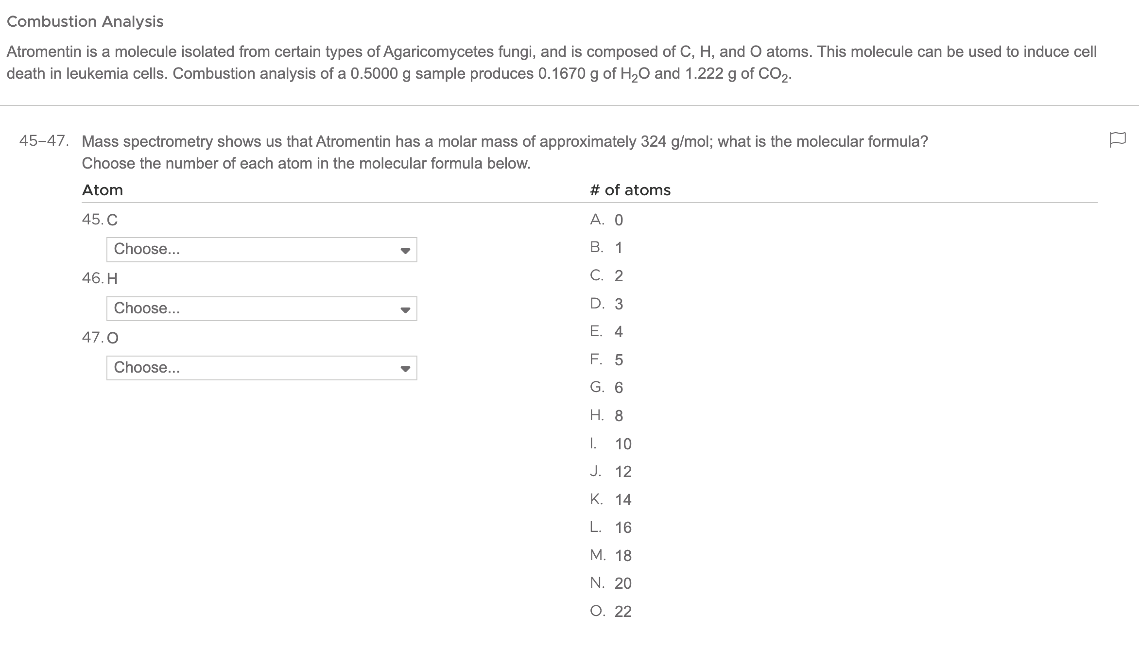 Solved Combustion Analysis Atromentin is a molecule isolated | Chegg.com