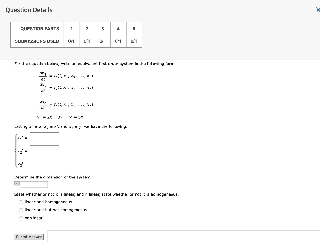 Solved Question Details х QUESTION PARTS 1 2 3 3. 4 5 | Chegg.com