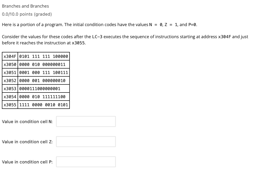 Solved What are the NZP values at the end of the | Chegg.com