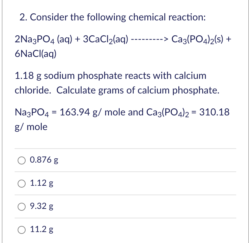 Solved 2. Consider the following chemical reaction: | Chegg.com