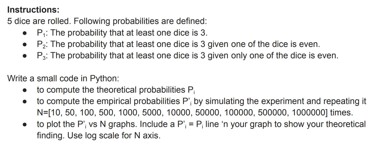 Solved Instructions: 5 dice are rolled. Following | Chegg.com