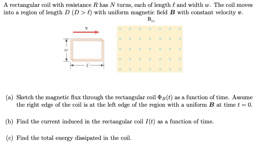 Solved A rectangular coil with resistance R has N turns, | Chegg.com