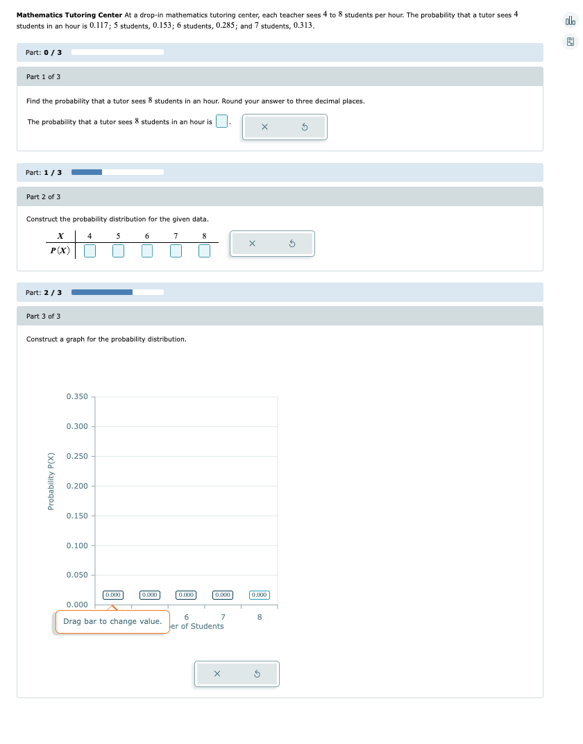 Solved Mathematics Tutoring Center At a drop-in mathematics | Chegg.com