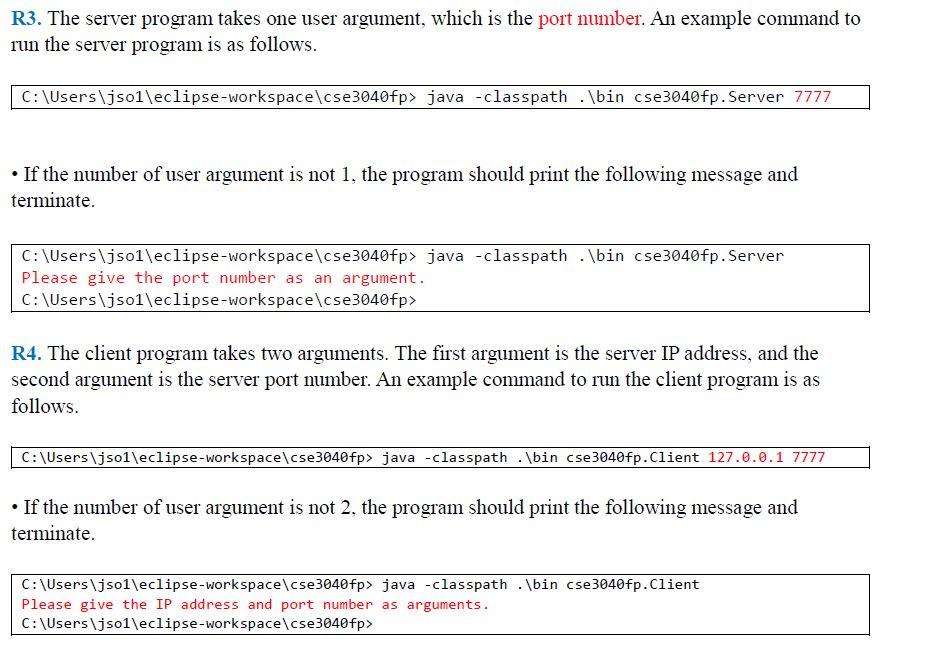Solved R3. The server program takes one user argument, which | Chegg.com