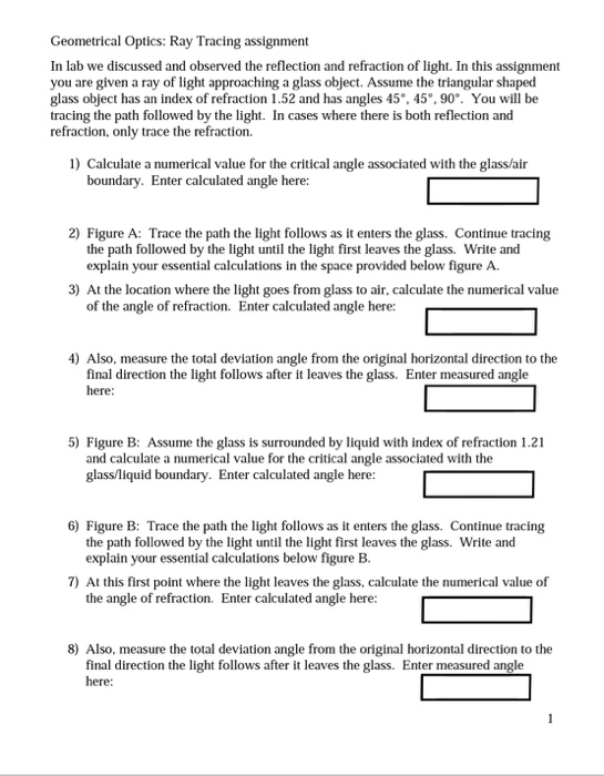 Solved Geometrical optics: Ray Tracing assignment In lab we | Chegg.com