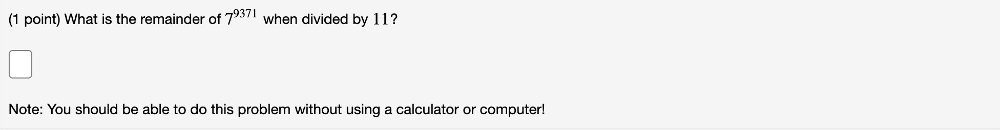 Solved (1 point) Find the smallest positive integer solution | Chegg.com