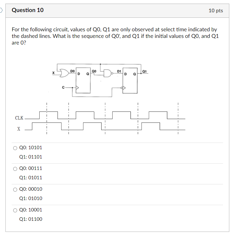Solved For the following circuit, values of Q0,Q1 are only | Chegg.com