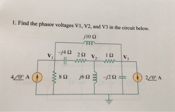 Solved Find the phasor voltages V1, V2, and V3 in the | Chegg.com