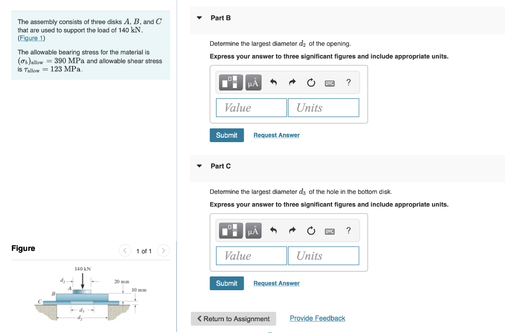 [Solved]: The assembly consists of three disks A, B, and C
