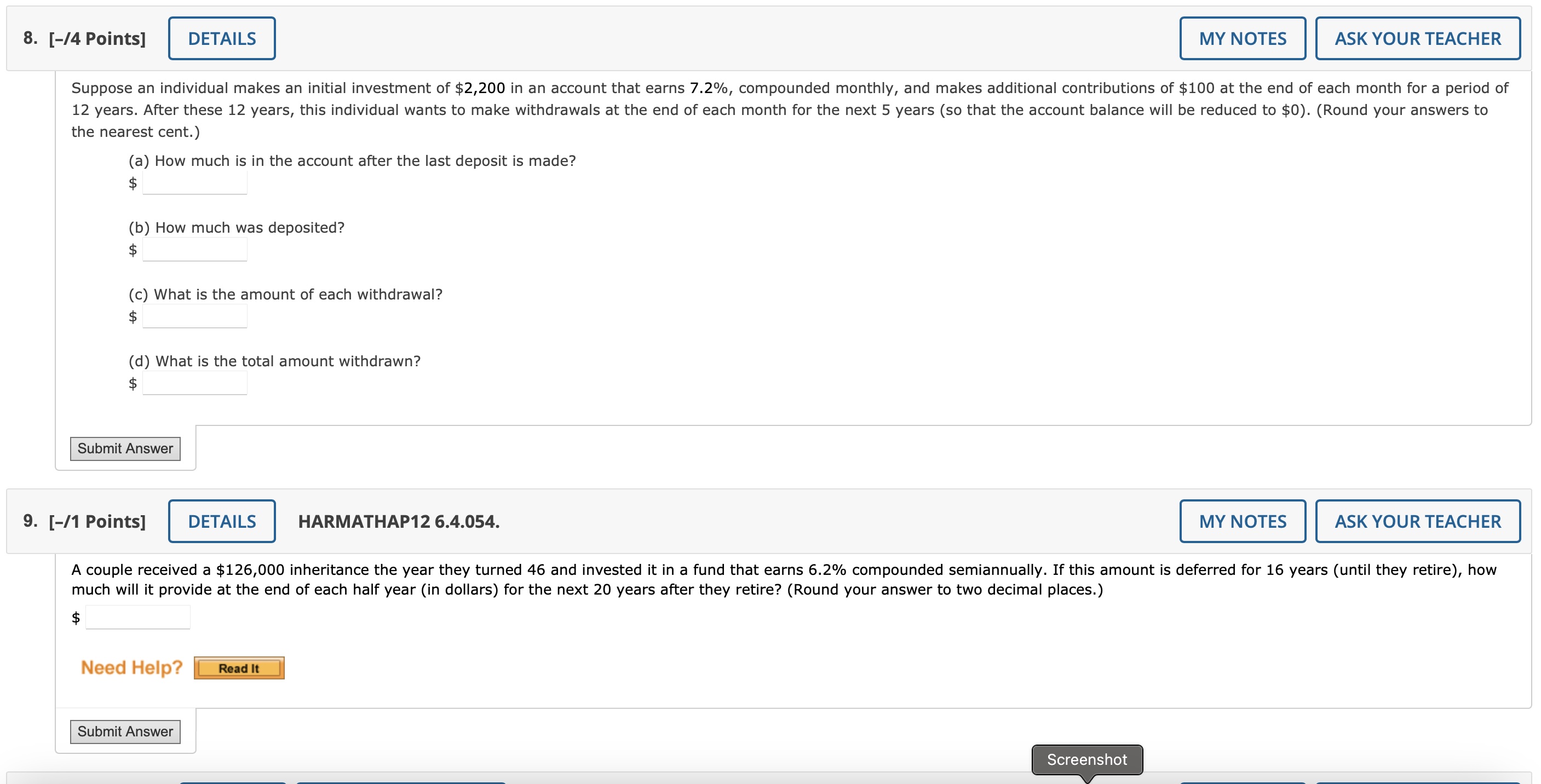 Solved 9. [-/1 Points] HARMATHAP12 6.4.054. much will it | Chegg.com