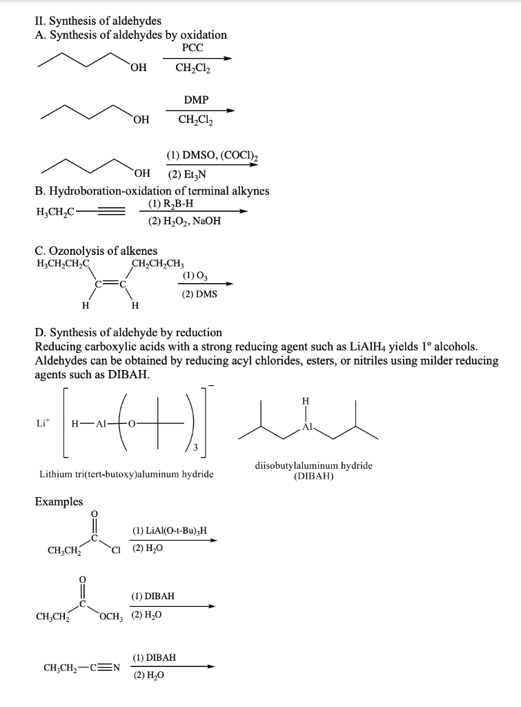 Solved II. Synthesis of aldehydes A. Synthesis of aldehydes | Chegg.com
