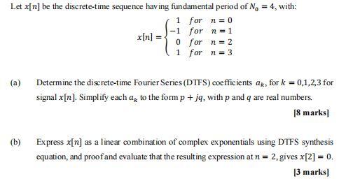 Solved Let x[n] be the discrete-time sequence having | Chegg.com
