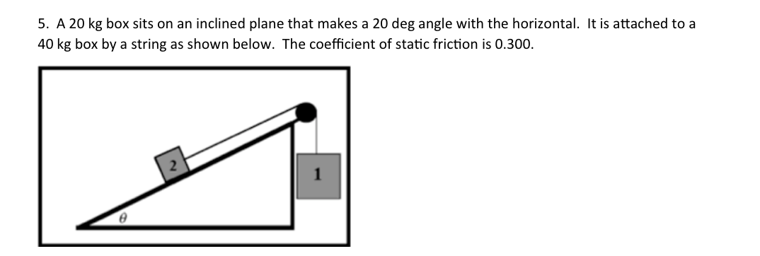 Solved 5. A 20 kg box sits on an inclined plane that makes a | Chegg.com