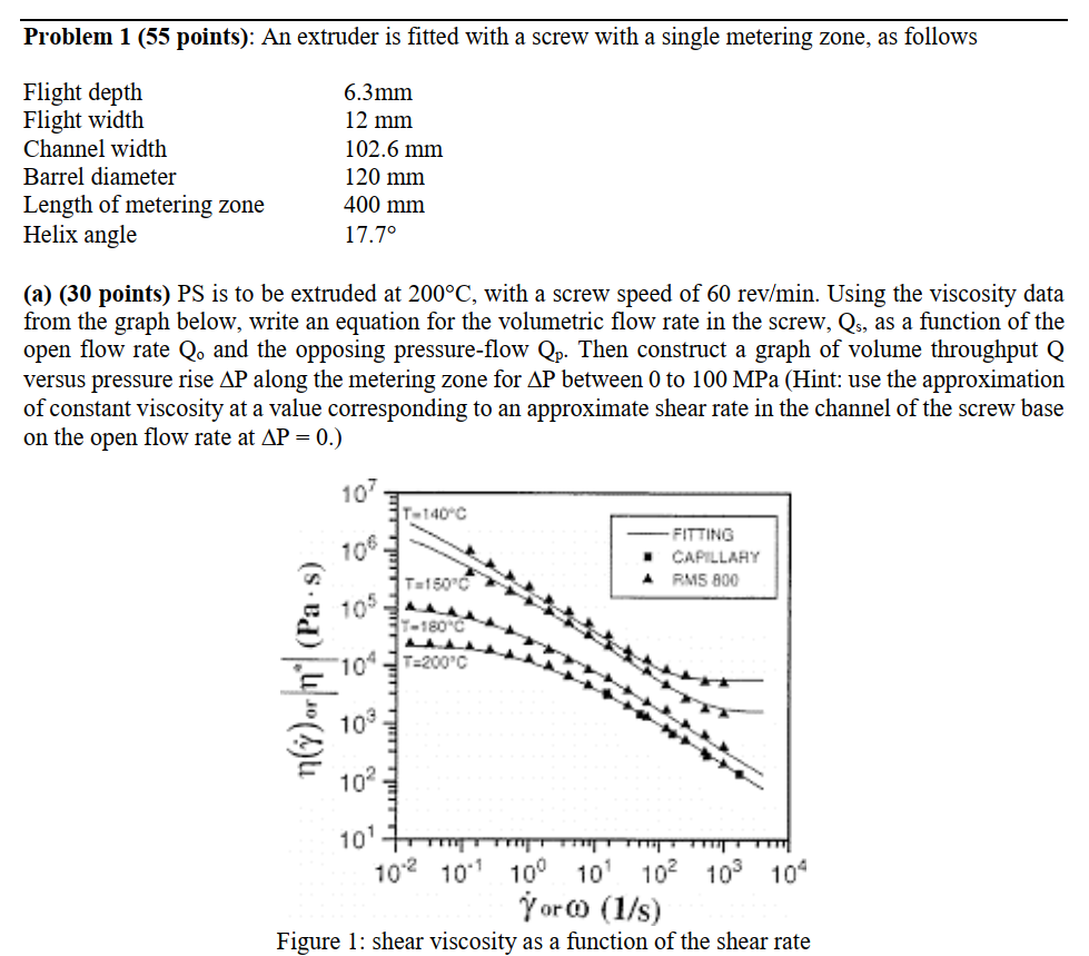Problem 1 (55 points): An extruder is fitted with a | Chegg.com