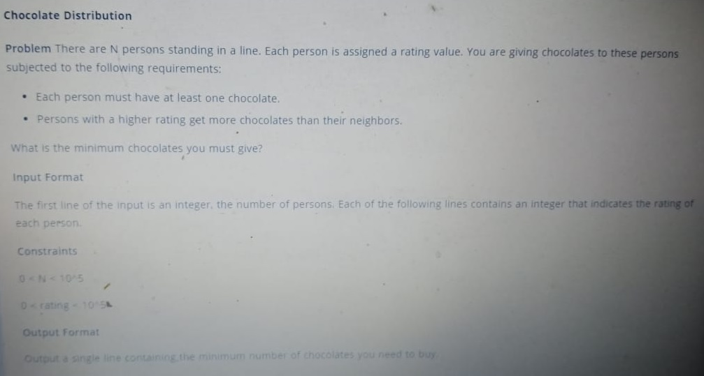 Solved Chocolate Distribution Problem There are N persons | Chegg.com