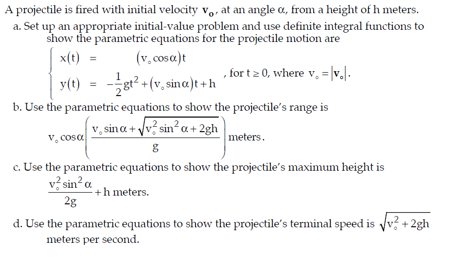 Solved A projectile is fired with initial velocity V0 , at | Chegg.com