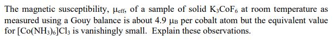 Solved The magnetic susceptibility, Hefr, of a sample of | Chegg.com