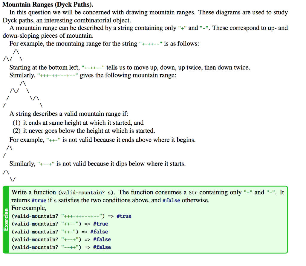 Mountain Ranges (Dyck Paths). In this question we | Chegg.com