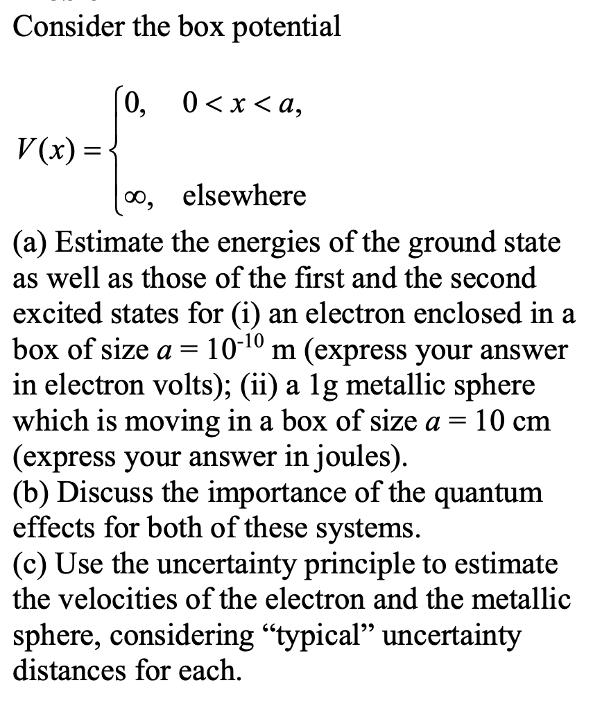 Solved Consider the box potential 0, 0 | Chegg.com