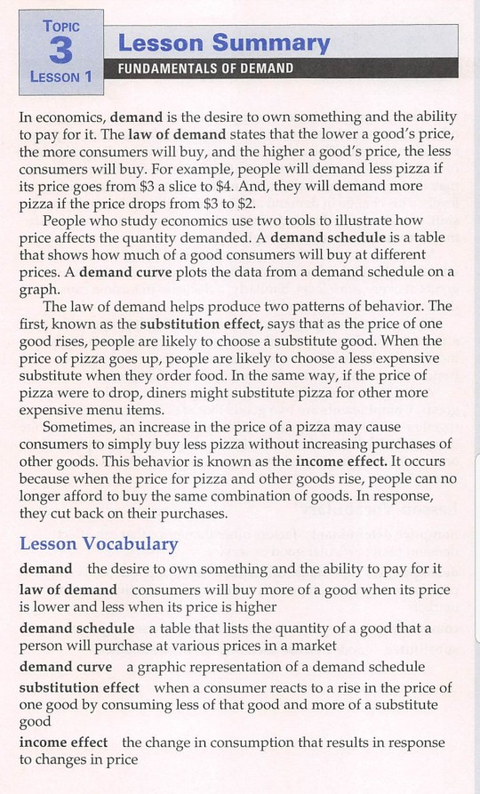 Solved TOPIC Lesson Summary FUNDAMENTALS OF DEMAND | Chegg.com