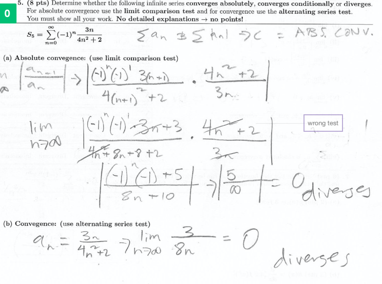 Solved 5. (8 pts) Determine whether the following infinite | Chegg.com