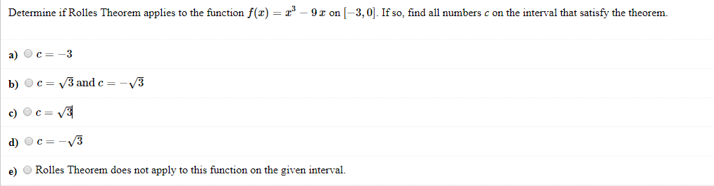 Solved Determine If Rolles Theorem Applies To The Function