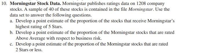 0. Morningstar Stock Data. Morningstar publishes | Chegg.com