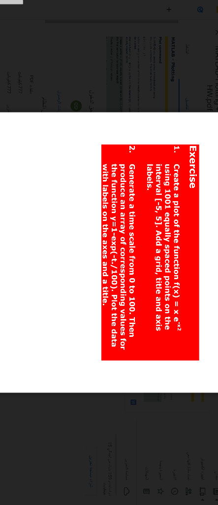 Solved Exercise 1. Create a plot of the function f(x)=xe−x2 | Chegg.com