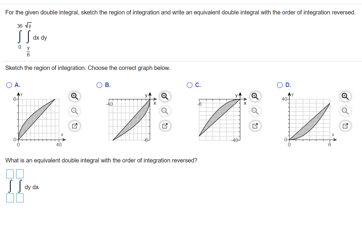 Solved For the given double integral, sketch the region of | Chegg.com