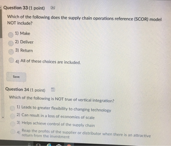 Solved Question 33 (1 point) Which of the following does the | Chegg.com