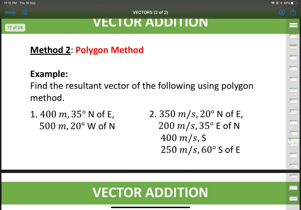 Solved 11:15 PM Thu 10 Sep SO 4 40% Done VECTORS (2 of 2) | Chegg.com