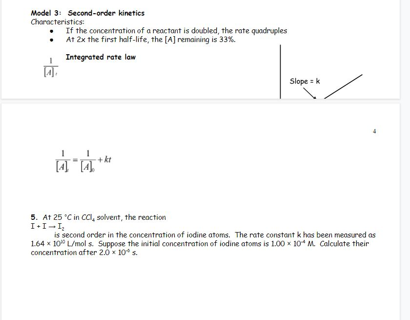 Solved Model 3: Second-order kinetics Characteristics: If | Chegg.com