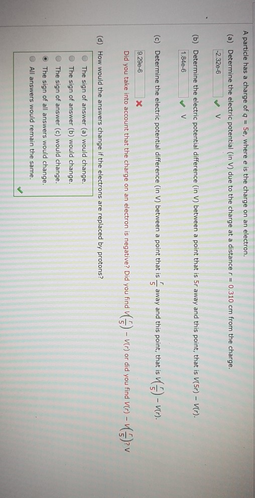 Solved A particle has a charge of q = 5e, where e is the | Chegg.com