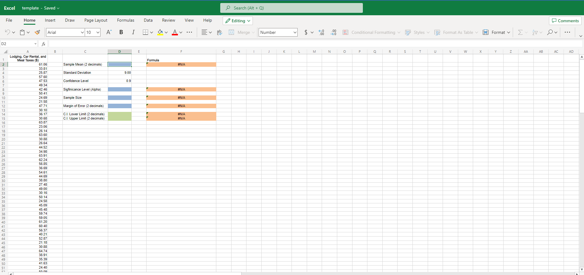 Solved 8.1 Excel Activity 1 - Confidence Interval for Mean | Chegg.com