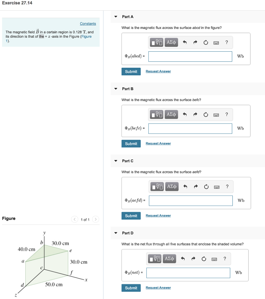 Solved Exercise 27.14 PartA What is the magnetic flux across | Chegg.com