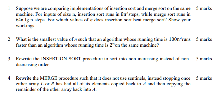 Solved 1 Suppose we are comparing implementations of | Chegg.com