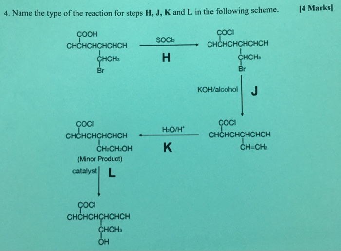 Solved 14 M 4. Name the type of the reaction for steps H, J, | Chegg.com