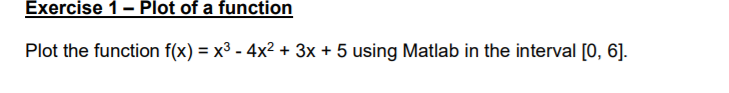 Solved Exercise 1 - Plot of a function Plot the function | Chegg.com