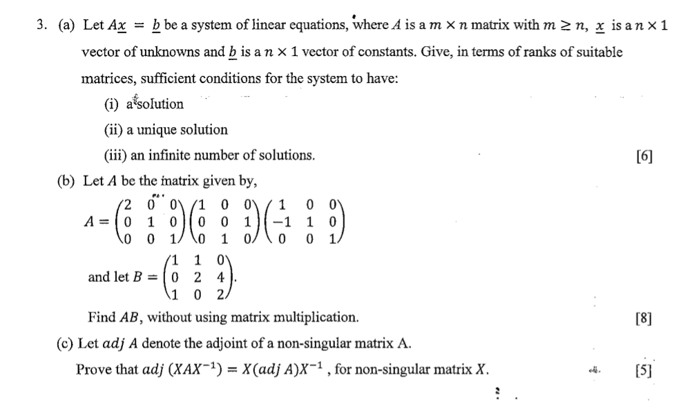 Solved (a) Let Ax=b be a system of linear equations, where A | Chegg.com