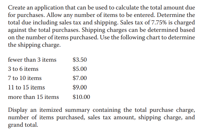 Solved Create an application that can be used to calculate | Chegg.com