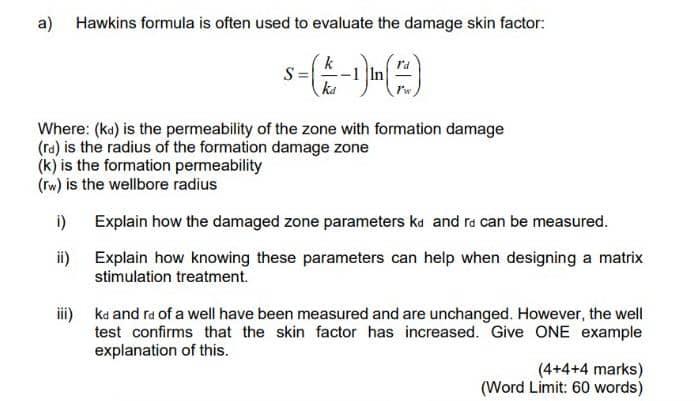 a) Hawkins formula is often used to evaluate the | Chegg.com