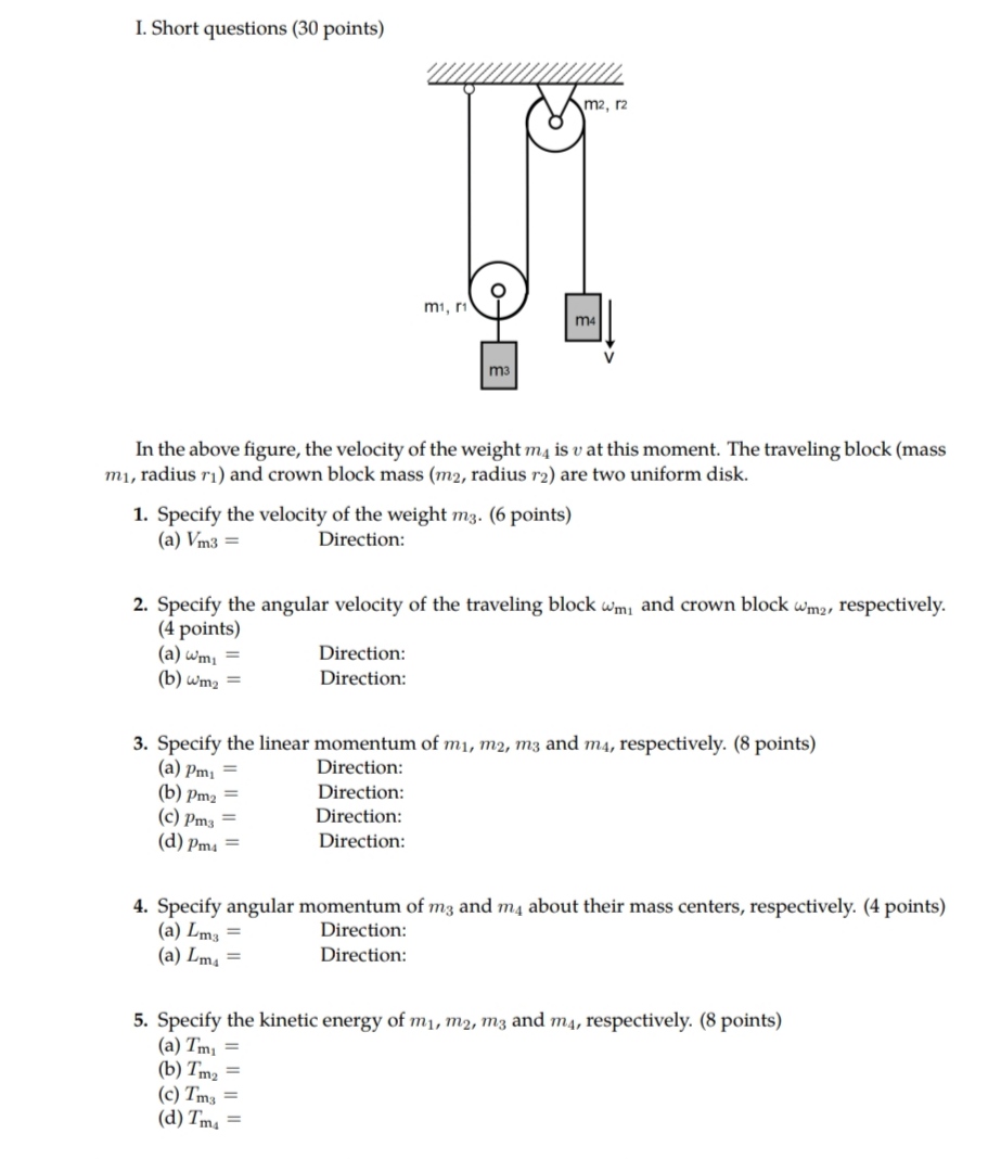 Solved I. Short questions ( 30 points) In the above figure, | Chegg.com
