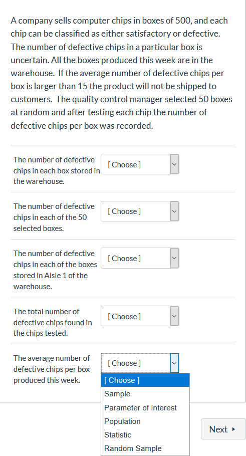 Solved A company sells computer chips in boxes of 500, and | Chegg.com