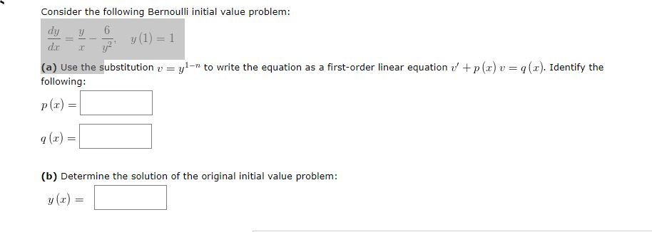 Solved Consider the following Bernoulli initial value | Chegg.com