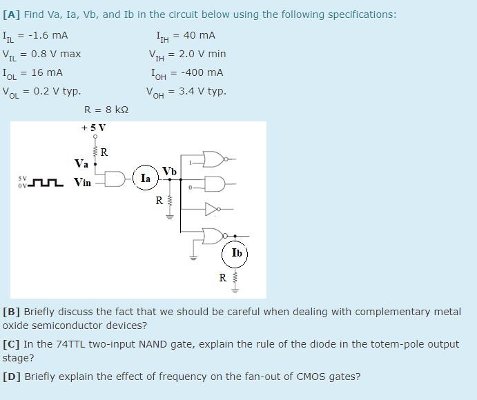 [A] Find Va, la, Vb, and Ib in the circuit below | Chegg.com