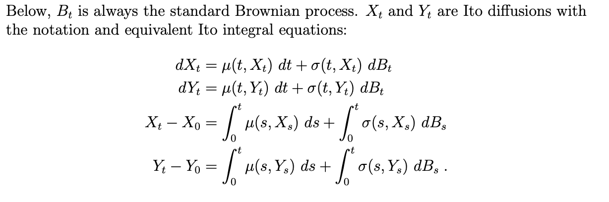 Below, Bt is always the standard Brownian process. Xt | Chegg.com