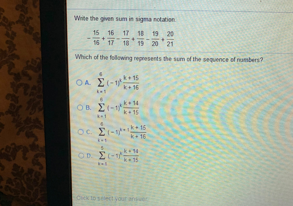 Solved Write the given sum in sigma notation. negative | Chegg.com