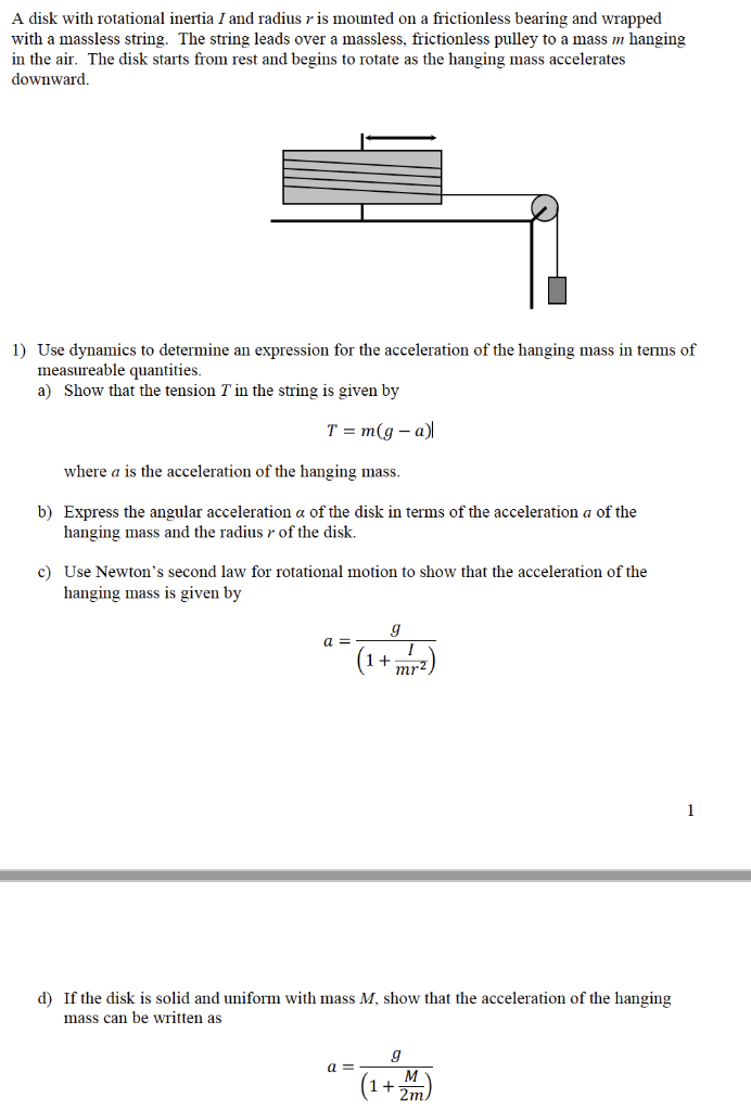 Solved A disk with rotational inertia I and radius ris | Chegg.com