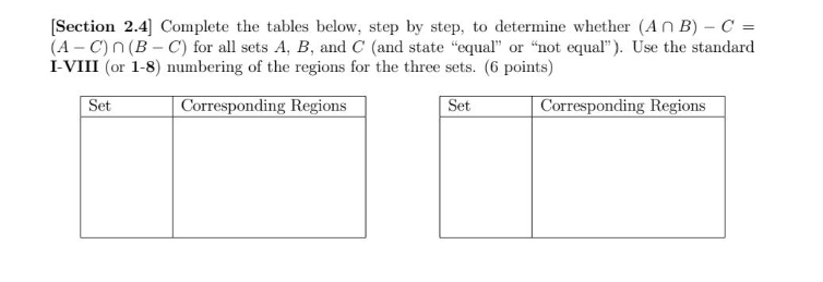 Solved [Section 2.4) Complete the tables below, step by | Chegg.com