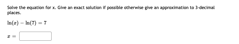Solved Solve the equation for x. Give an exact solution if | Chegg.com